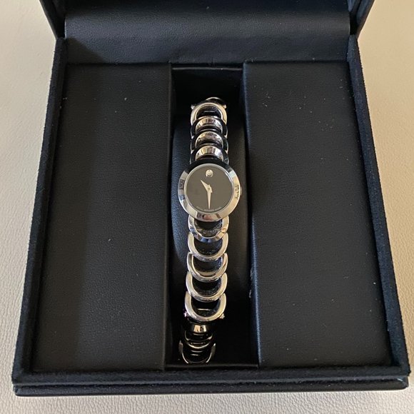 Movado | Accessories | New Womens Movado Rondiro Watch Blacksteel ...
